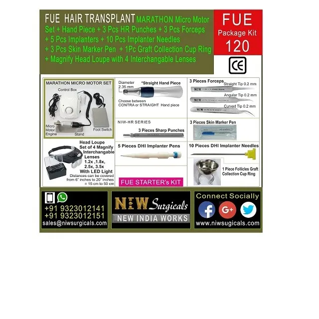 Hair Transplant Fue Machine Fue Kit 120 Instrument Punch Implanter ...