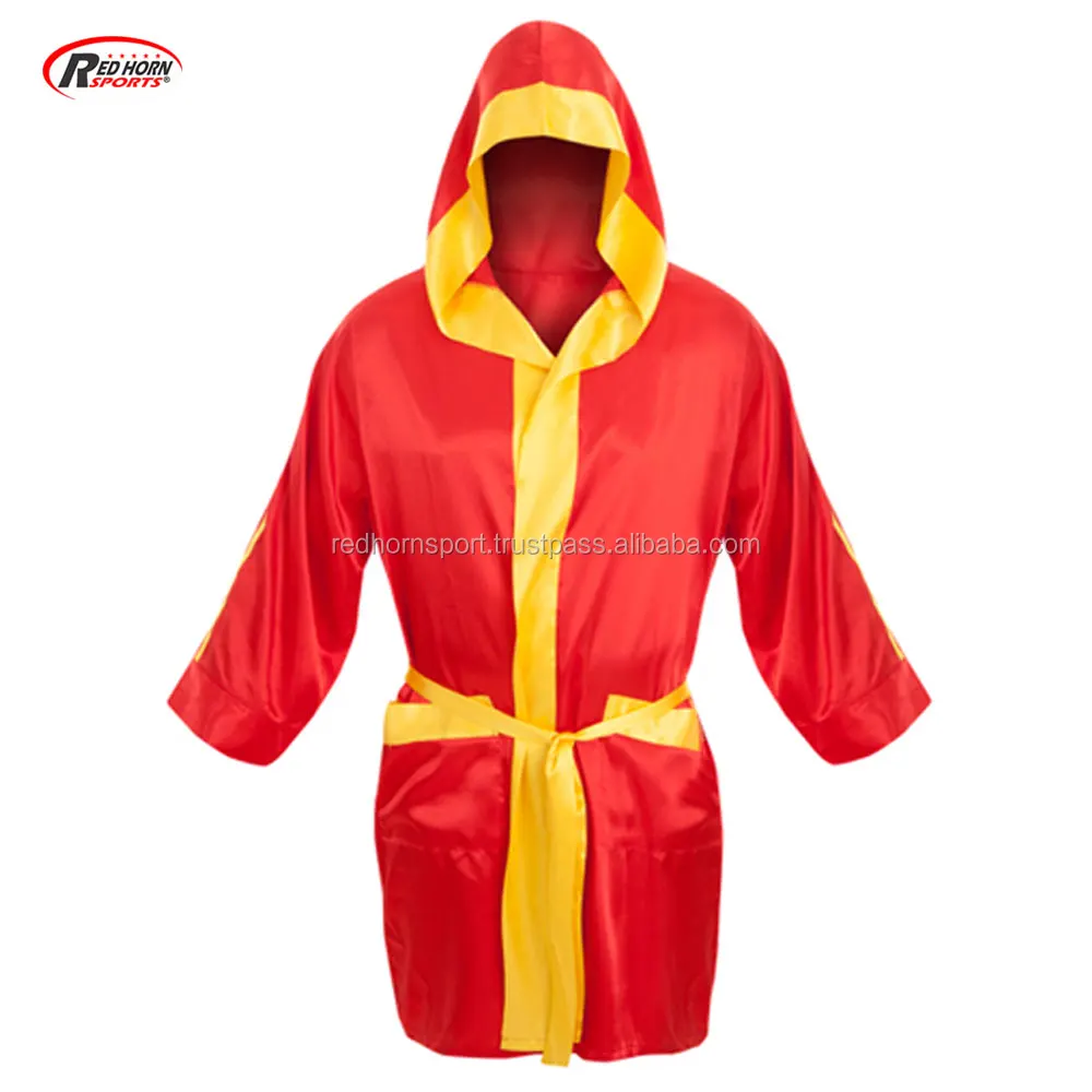 Custom Made Satin Embroidered Boxing Robe with Hood
