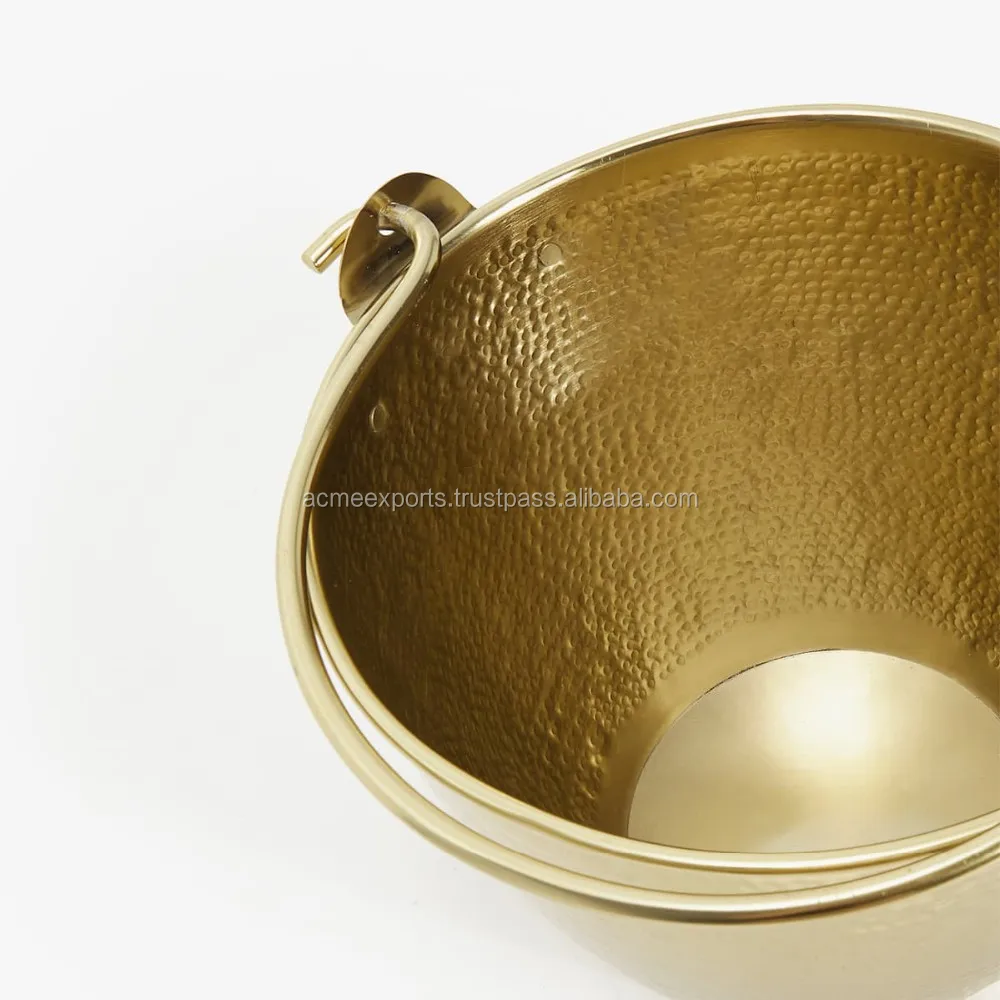 Customizable Hammered Metal Storage Basket - Gold Plated