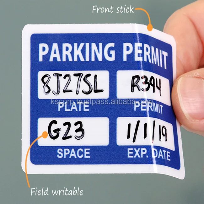 Custom Adhesive Window Stickers - Writable Parking Permits