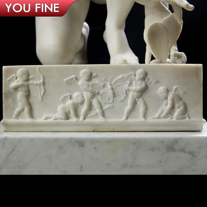 Antoine White Marble Cupid Statue Playing with a Butterfly