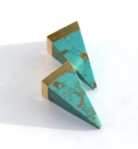 Blue Copper Turquoise Pyramids Gemstone for Necklace Blue Golden Color ...