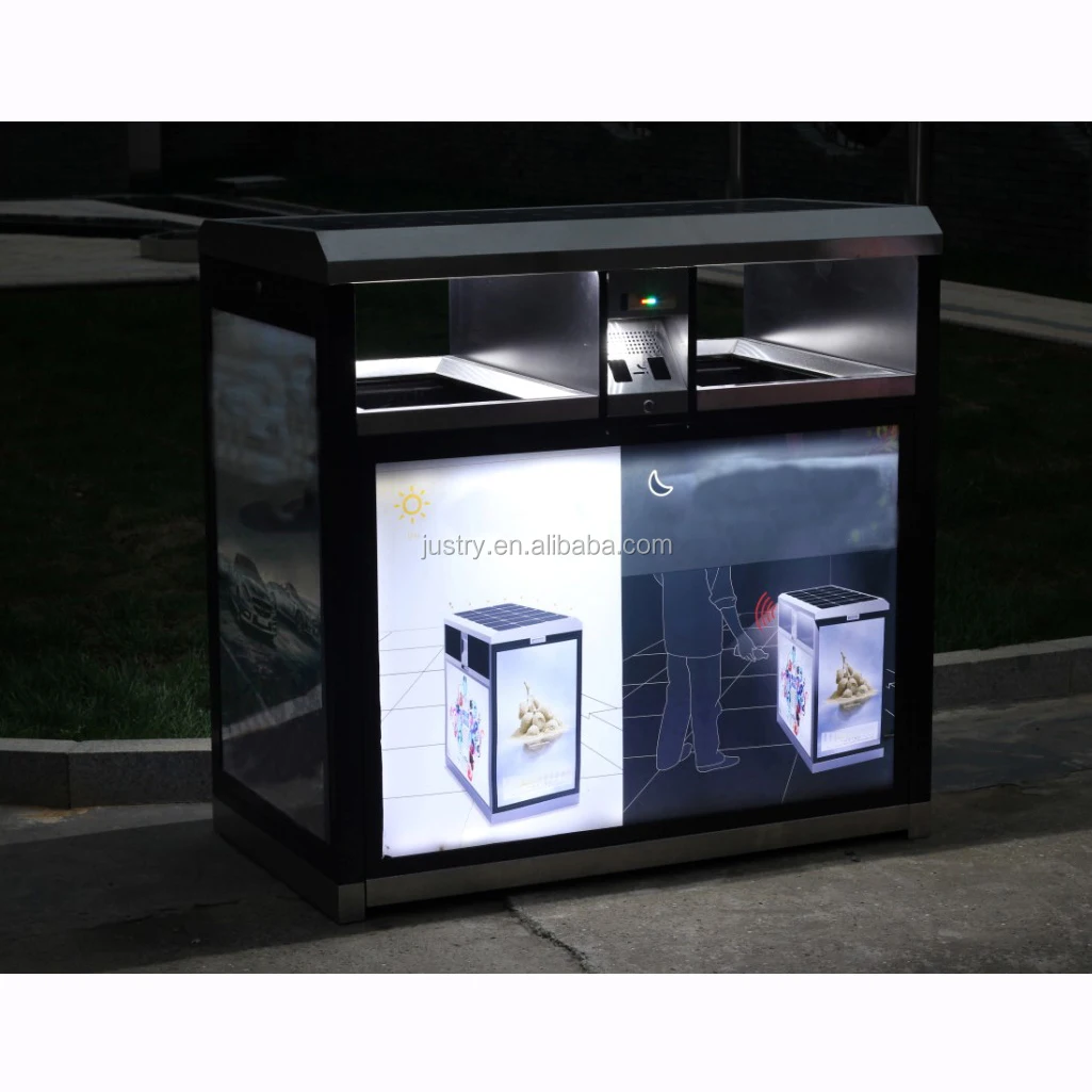 Outdoor Solar Energy Advertising Smart Waste Solar Trash Bins Hw-0018 ...