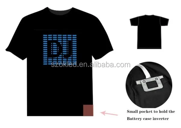 Custom Light Up T Shirt/sound Activated Led T Shirt/el Flashing T Shirt ...