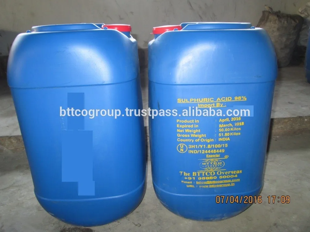 Industrial H2so4/sulfuric Acid 98 % Minimum Purity D&b Certified ...