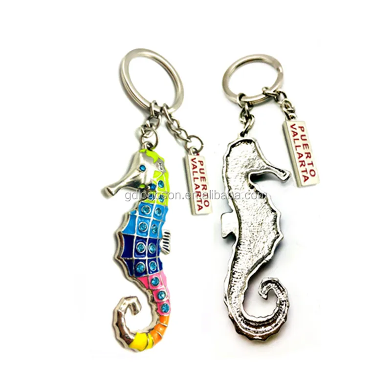 Custom Mexico Tourist Keychains - Puerto Vallarta Sea Horse Bling