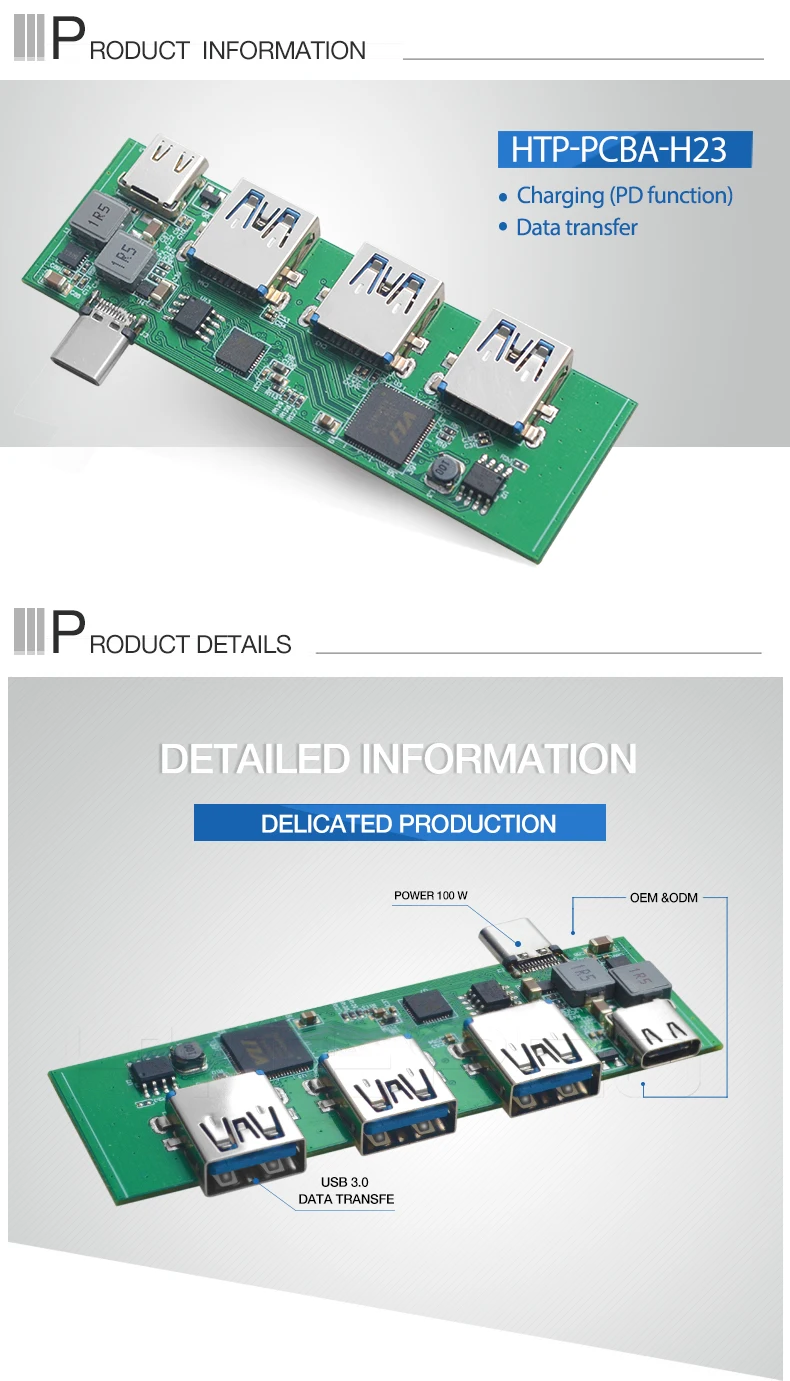 Type C 4 Port 94v0 Pcb Usb Charging 3.0 Hub Circuit Board Custom Design ...