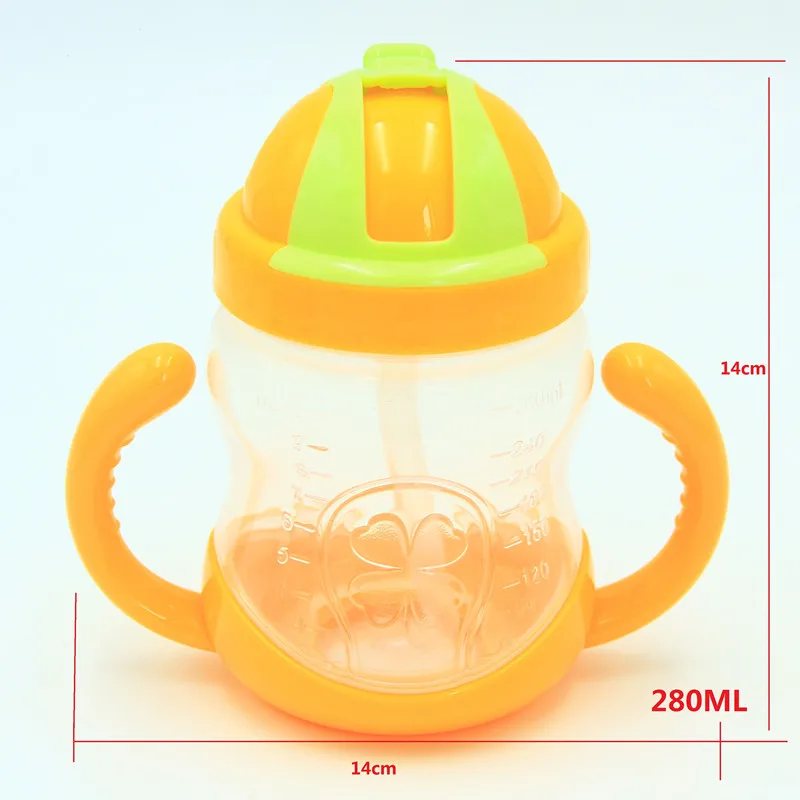 Baby Feeding Bottle Cute Girl Boy Mini Cup With Handles Baby Straw Cup ...