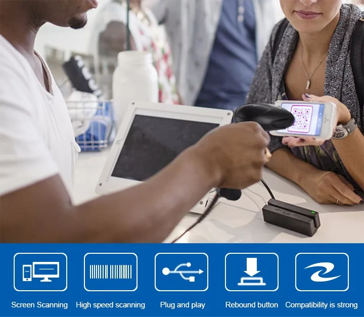 OEM ODM Handheld Automatic Scanning Barcode Scanner CMOS Handy Bar Code ...