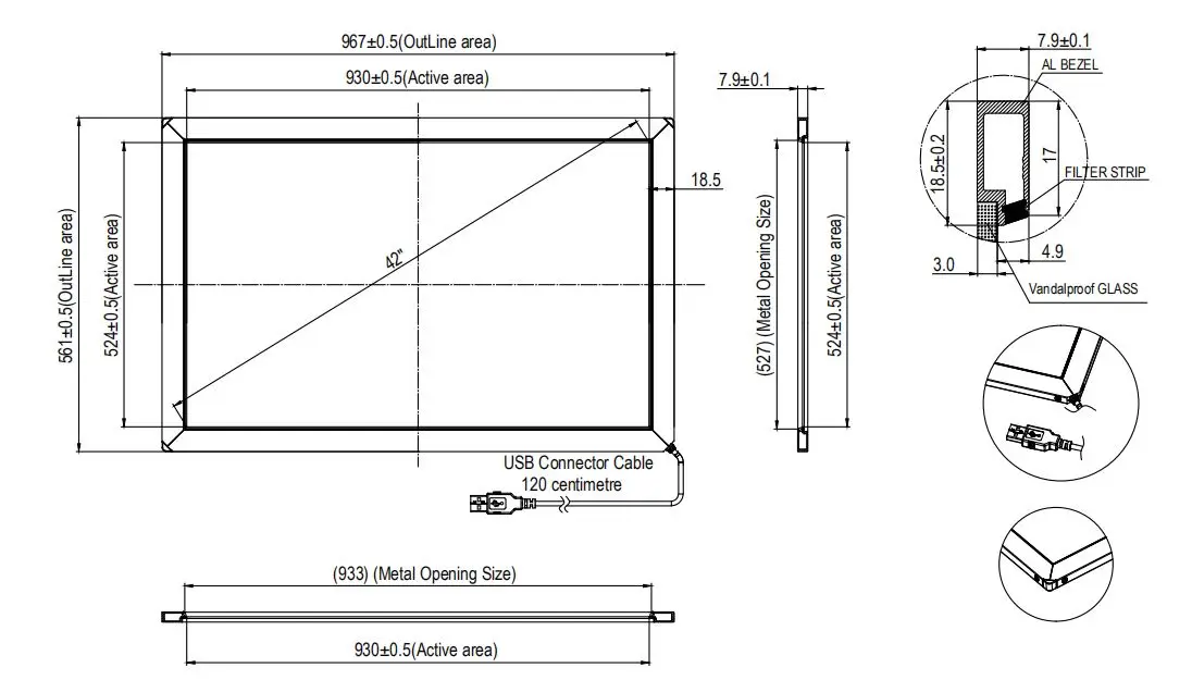 (10.4-100inch) Full Size 2/4/6/10 Point Touch 42 Inch Ir Touch Screen ...