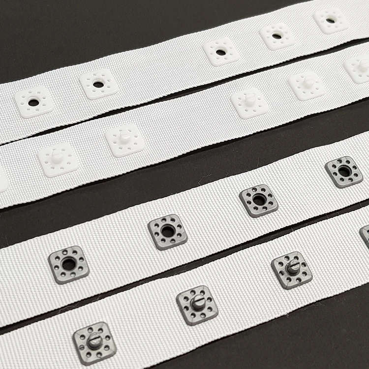 Plastic Snap Button Tape For Garment Polyester Webbing Tape Press Snap ...