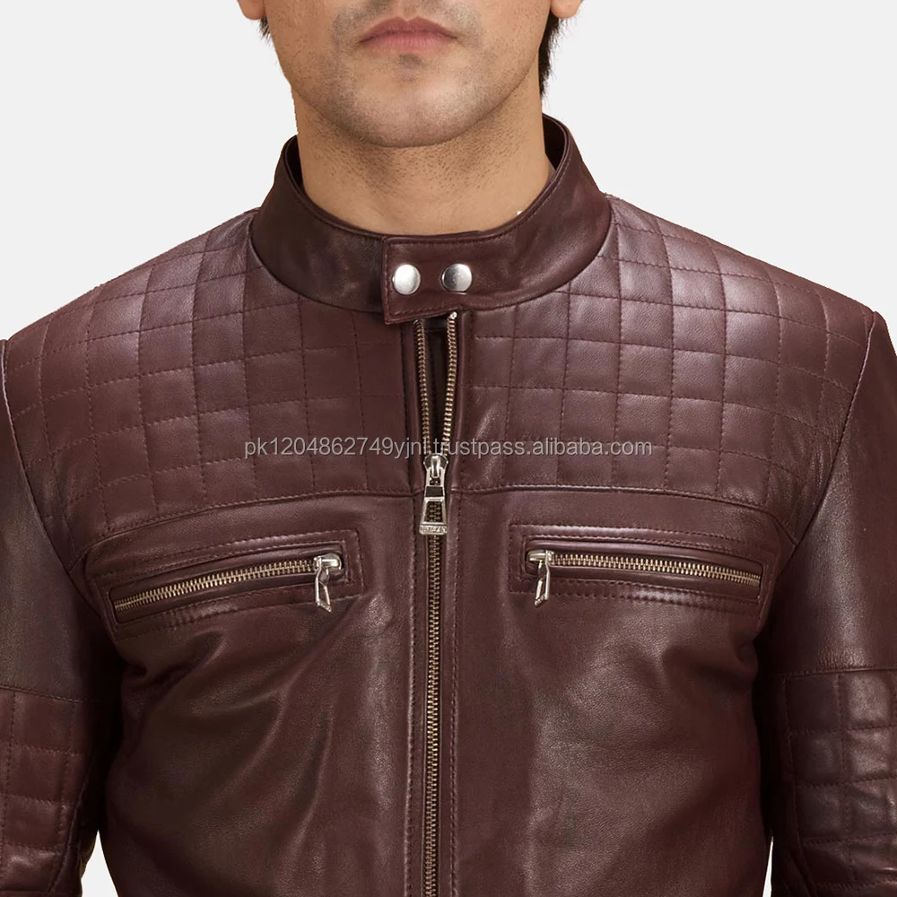 Quilted Design Real Lamb Skin Leather Biker Jacket - Buy Leather Biker ...