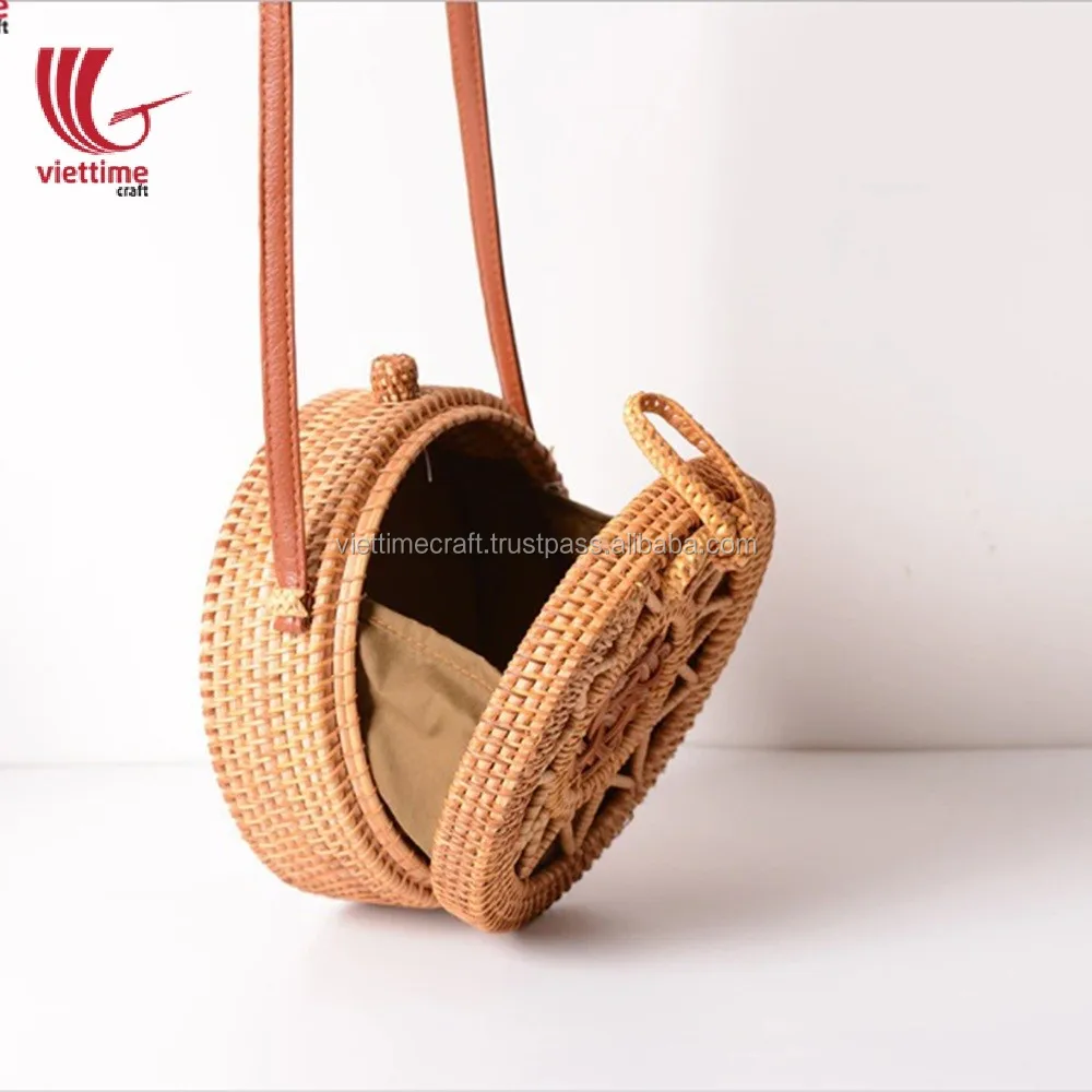 Black Retangular Rattan Bag Vietnam - Vintage & Eco-friendly