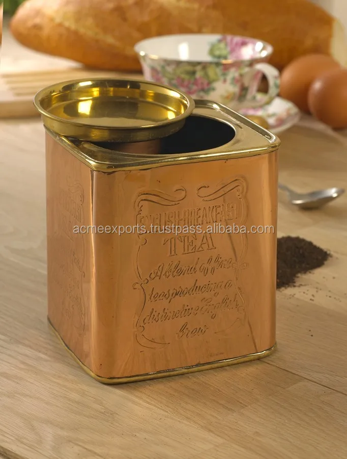Eco-friendly Brass Lid with Copper Tea Canister - ACME EXPORTS