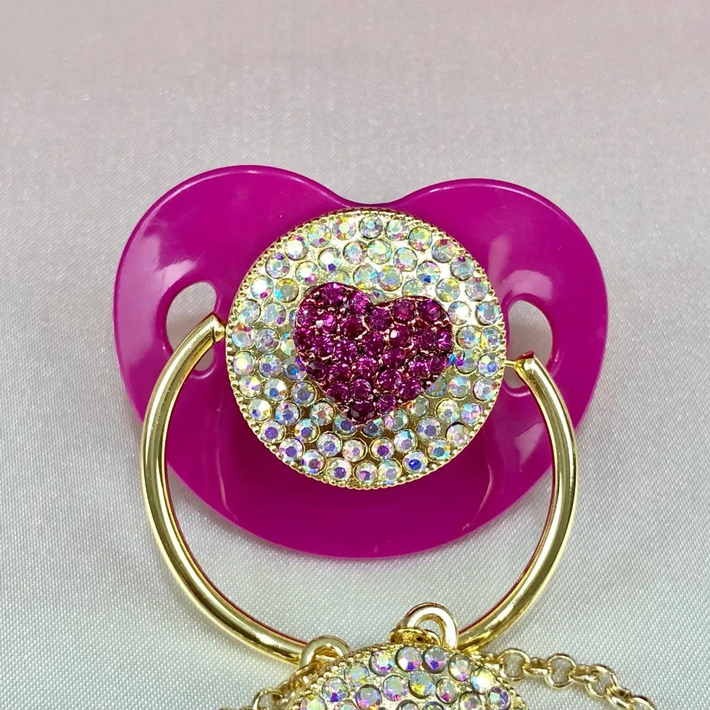 Baby Pacifier With Pink Heart High Quality Pink Baby Pacifier Clip ...