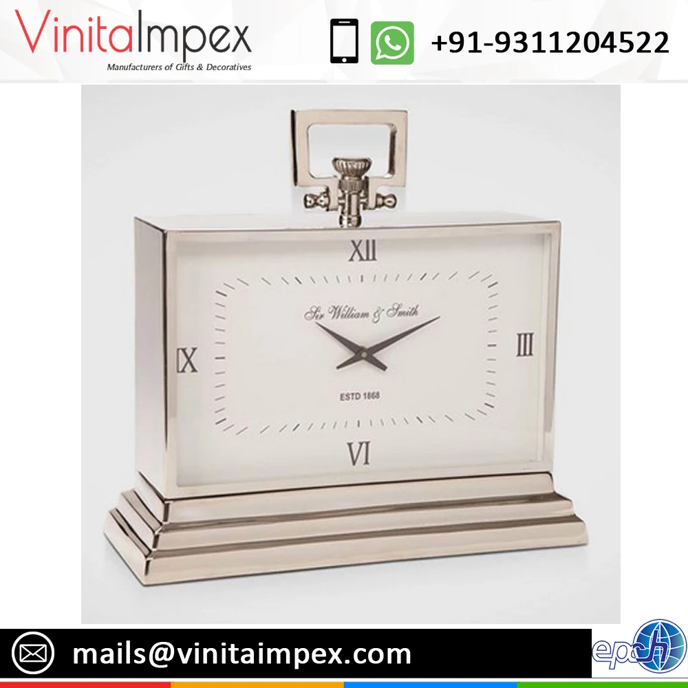 VITC 2011 Modern Antique Stainless Steel Analog Desk Clock