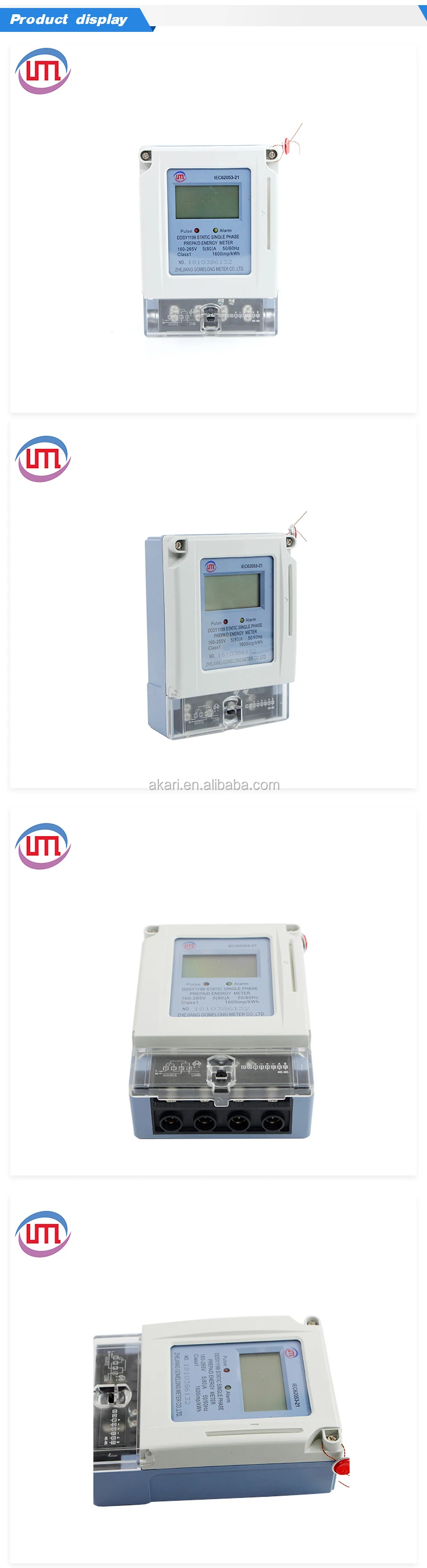 Factory Supply Single Phase 100a Prepaid Ic Card Electricity Kwh Meter ...