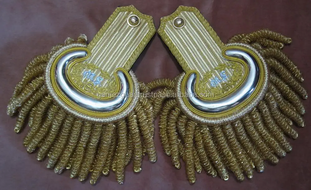Hand Embroidered Epaulettes / Shoulder Boards With Bullion Fringe And ...
