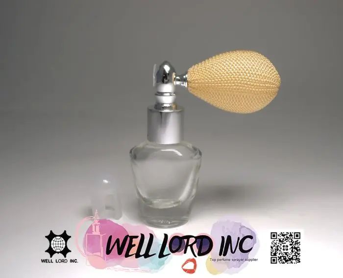 Rose Gold Nylon Net Body Glitter Puff Atomizer With Screw Neck Glass ...