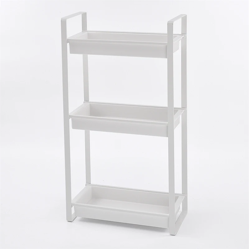 3 Tier Standing Type Metal Wire Frame Storage Shelf with Plastic Tray ...
