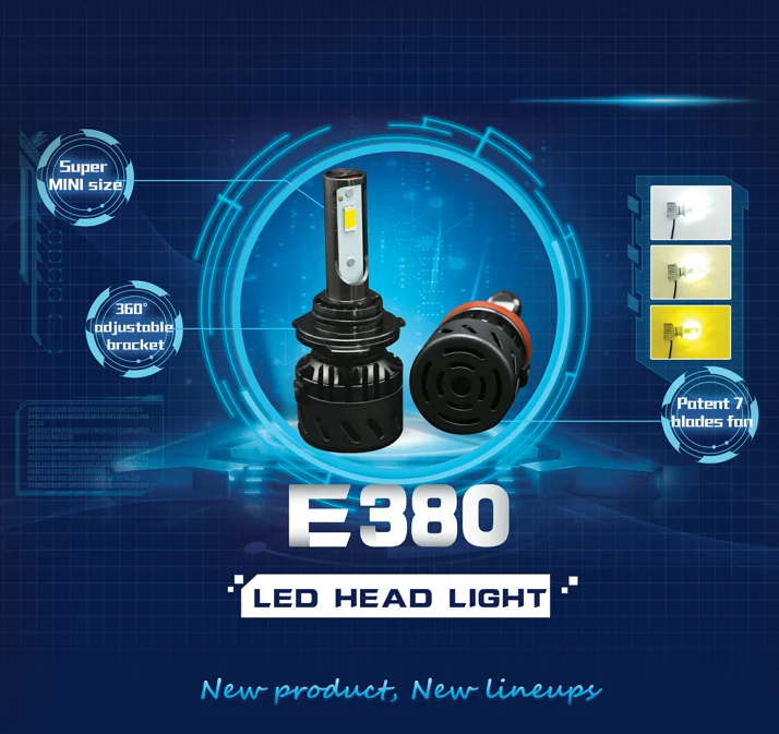 Super Mini E380 3000k Three Colors Car Headlamp Bulb H4 Led 3000k H7 ...