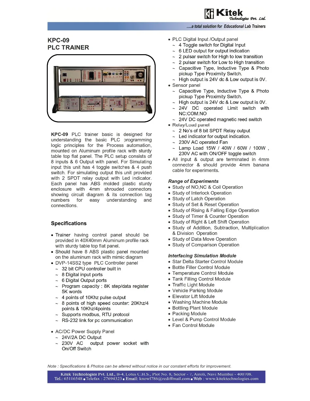 Programmable Logic Controller Trainer Compact Mechanical And Electrical Integration Plc Module ...
