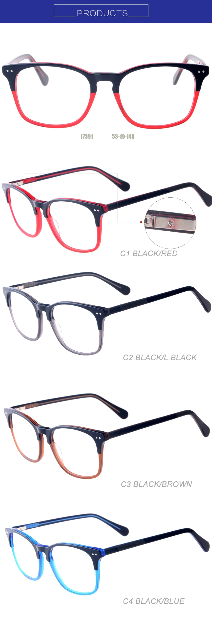 17391 Acetate Optical Frame Ce Eyeglasses Spare Parts Buy Optical