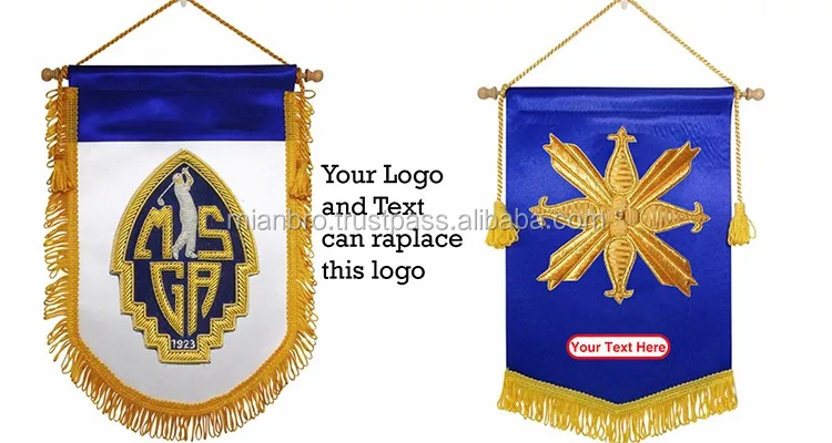 Personalized Hand Made Bullion Embroidered Pennants And Table Flags ...