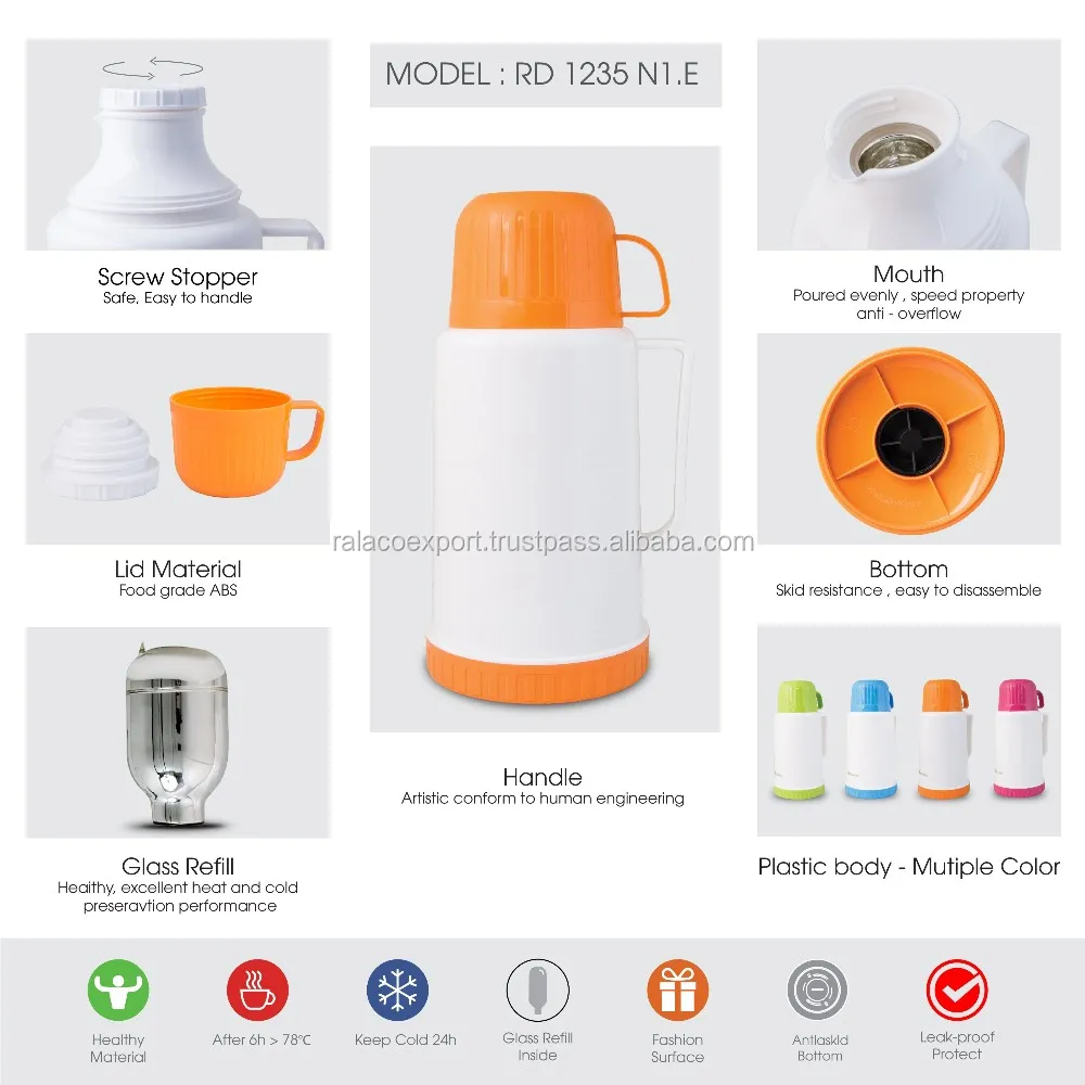 Inner Glass Mega Thermos Vacuum Flask - 1.2L Capacity