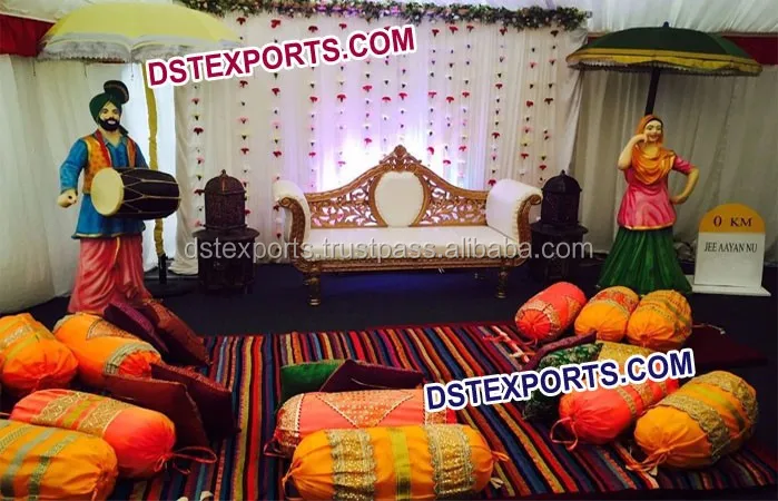 Punjabi Mehndi Decor With Manjis,Beautifully Decorated Charpayi,Punjabi ...