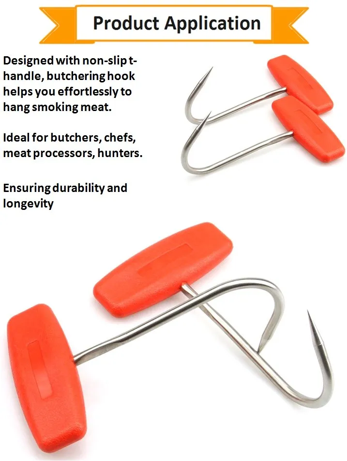 Meat Hooks For Butchering,T Shaped Boning Hooks With Handle Stainless ...