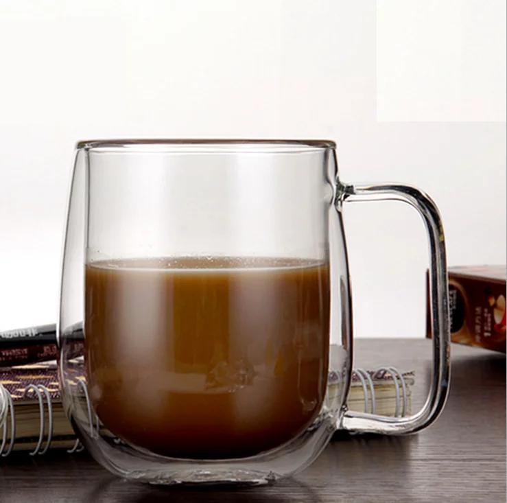 Large Capacity Double Wall Glass Cup With Handle - Buy Glass Mug,Glass ...