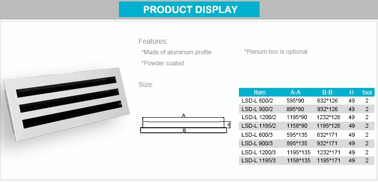 Ventilation Supply Hvac Aluminum Linear Slot Ceiling Air Grille ...