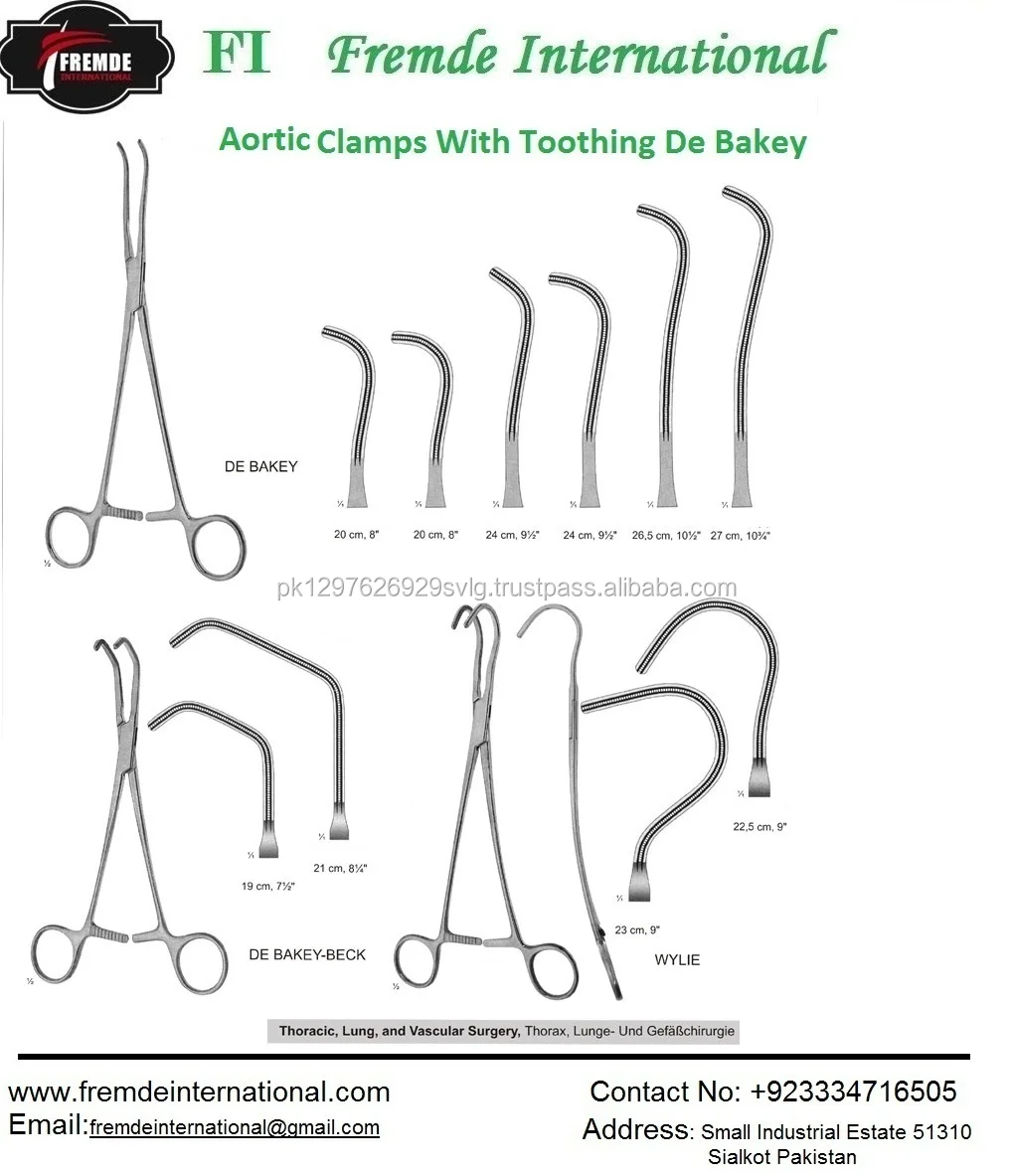 Debakey Dissecting Ligature Forceps & Wylie Clamps - ISO Certified