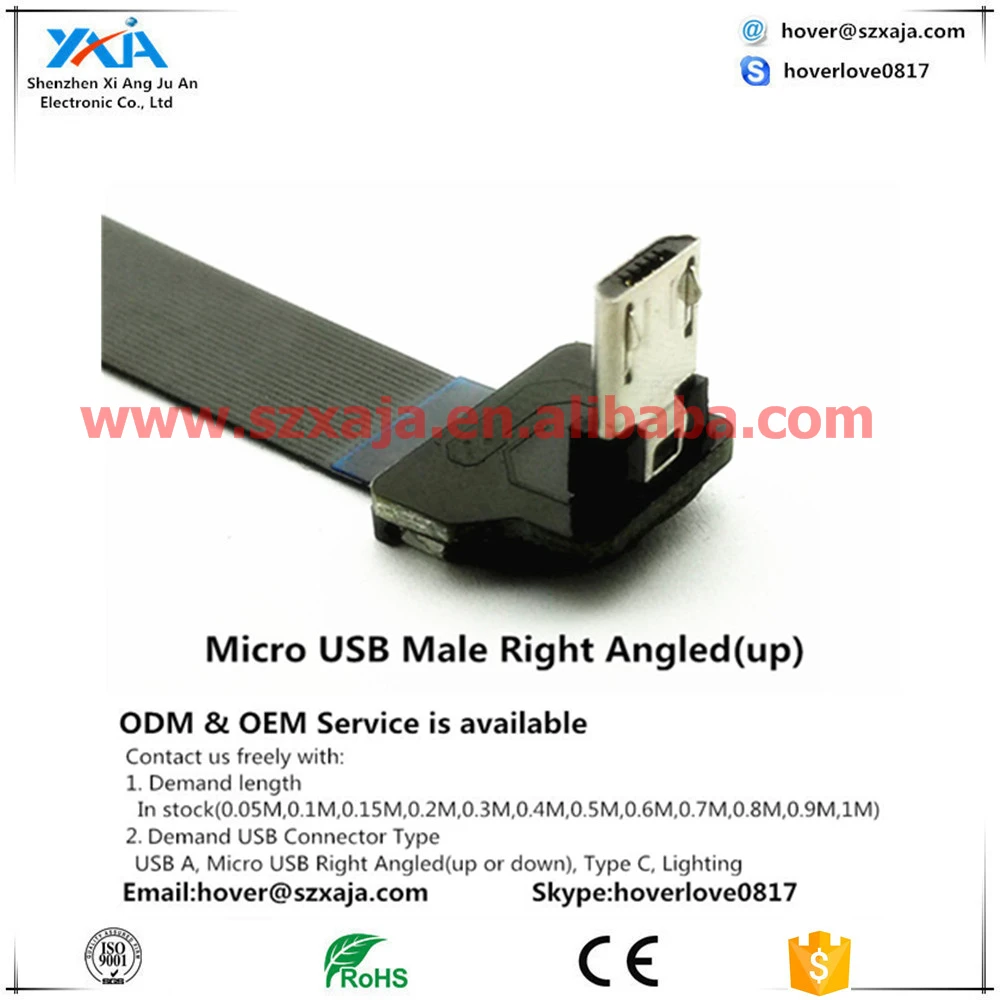 Xaja Ultra Thin Usb Flat Ribbon Cable Type C Straight To Male Micro ...
