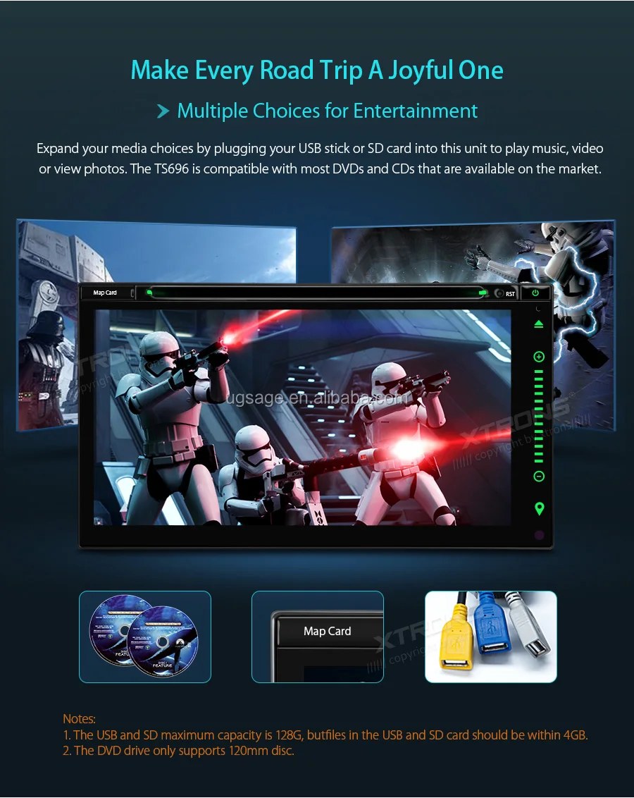 Xtrons 2 Din Universal Touchscreen Head Unit Car Dvd Player Android 6.0 ...