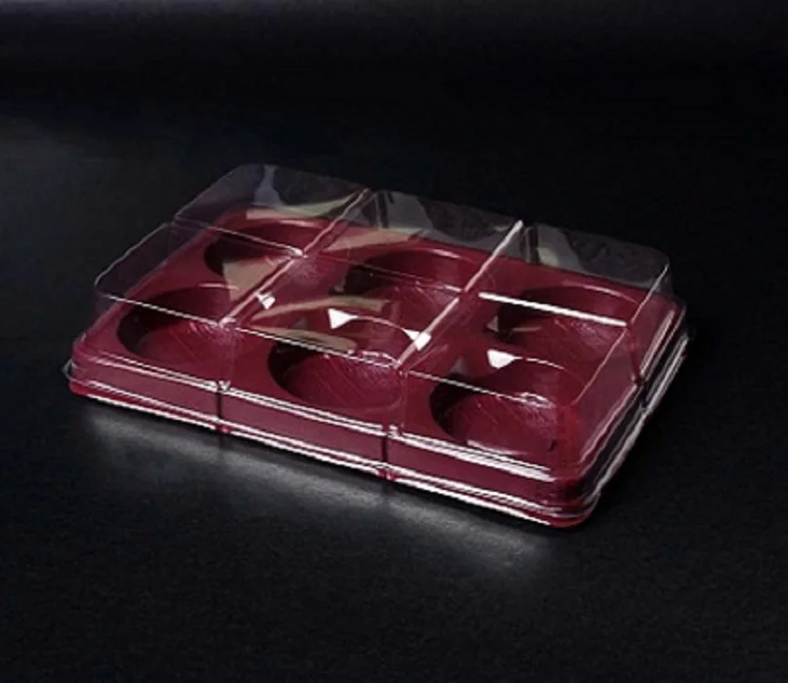 6 Cavity Bakery Packaging Box Plastic Maroon Tray With Lids| Alibaba.com