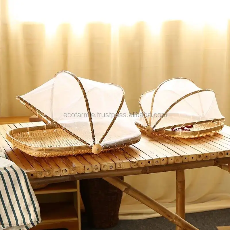 High Quality Natural Bamboo Food Cover Netted Trays Handmade Basket ...