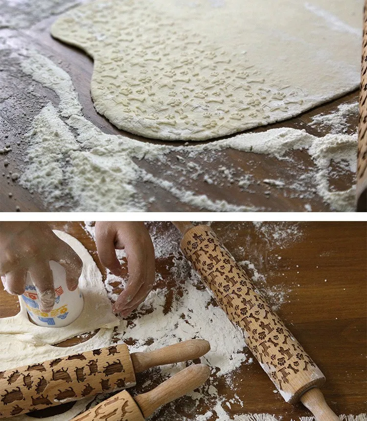 Laser Engraved Wooden Embossed Rolling Pin - Buy Embossed Rolling Pin ...