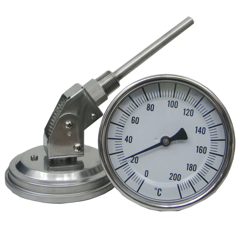 SS Case Adjustable Bimetal Thermometers - 0-200C Range