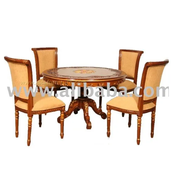 Antique Country French Round Dining Table Set - Nisafurniture