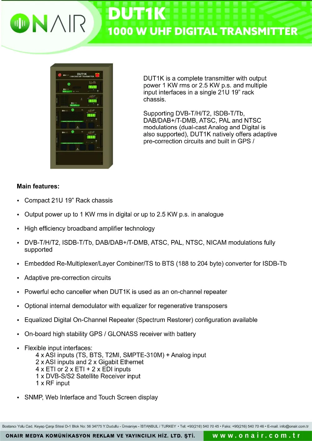 1kw Dvb-t/t2 Uhf Transmitter - Buy Digital Tv Transmitter,Dvb-t2 ...