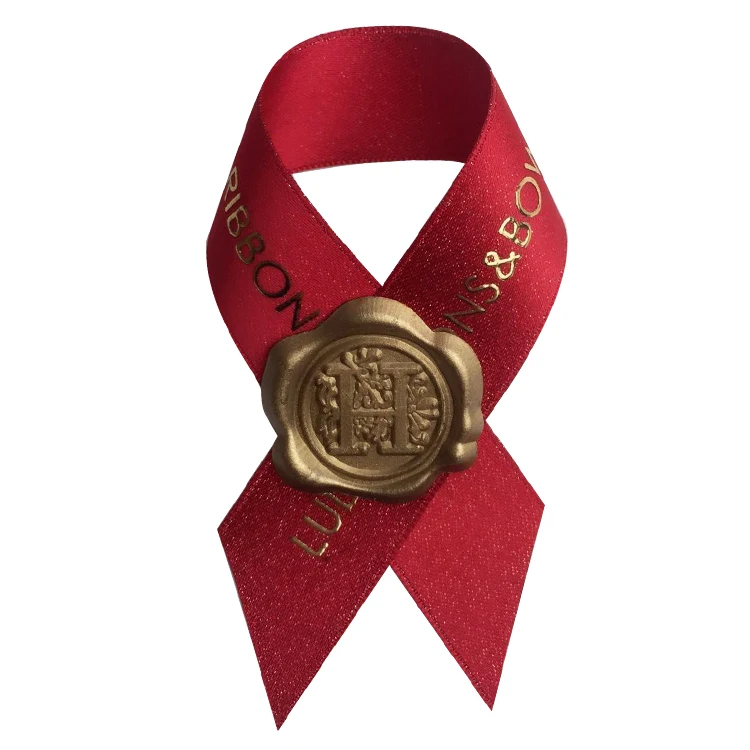 Wine Bottle Neck Decorative Satin Ribbon Bow with Wax Seal