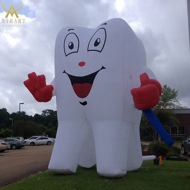 Light White Color Tooth Inflatable Balloon Teeth Model With Toothbrush ...