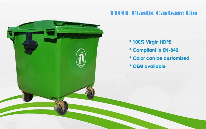 1100L Large Trash Can - Durable Plastic Dumpster Bins