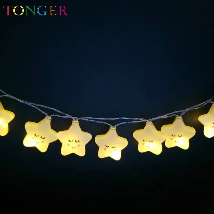 Smiley Twinkle Star String Lights,Led Fairy Lights,10pcs Stars In 1 Set ...