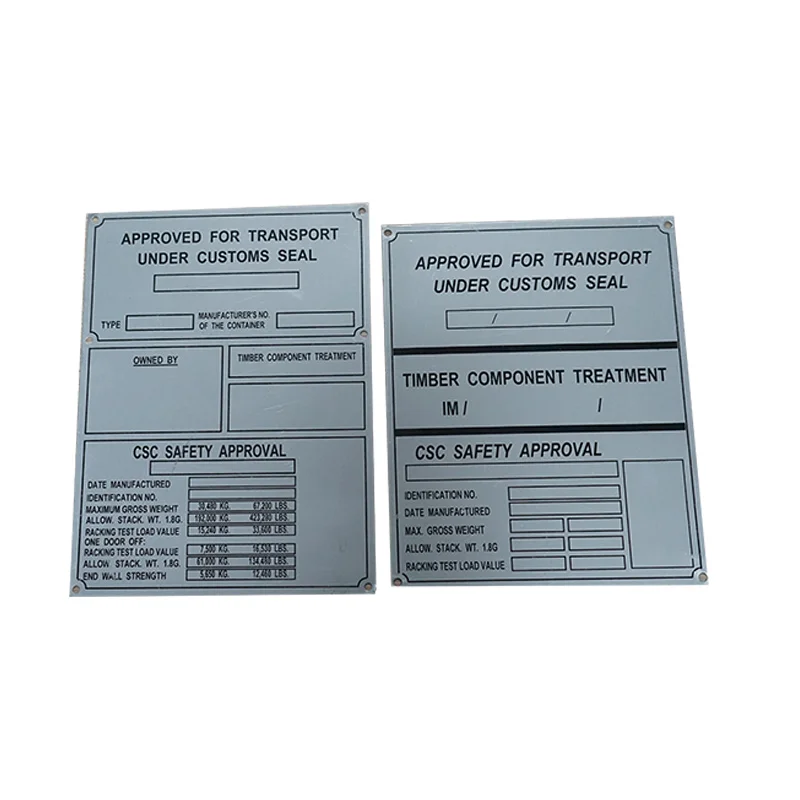 Stainless Steel ISO Shipping Container CSC Plate - HUAXING