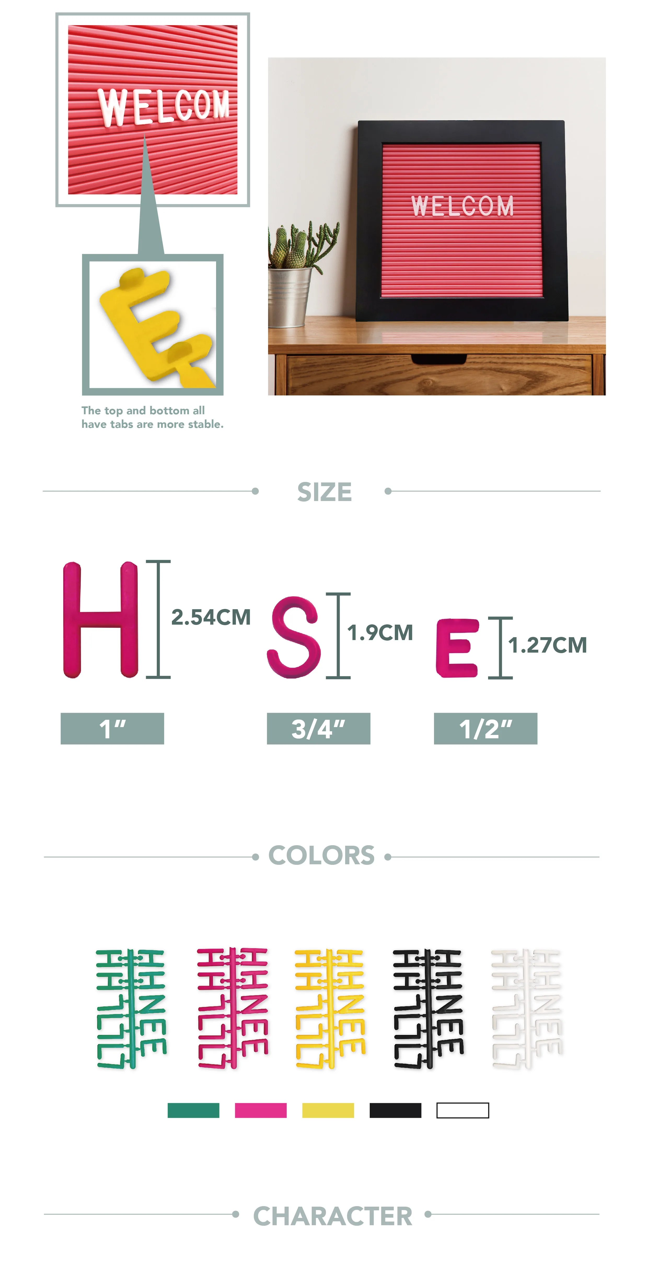 1 Inch High Quality Plastic Letters Including 286 Characters For Felt ...