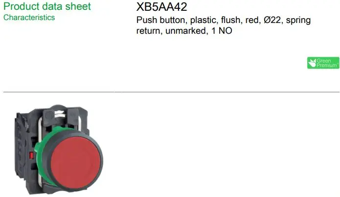 On Line Payment Schneider Xb5aa42 22mm 1nc Harmony Pushbutton - Buy ...