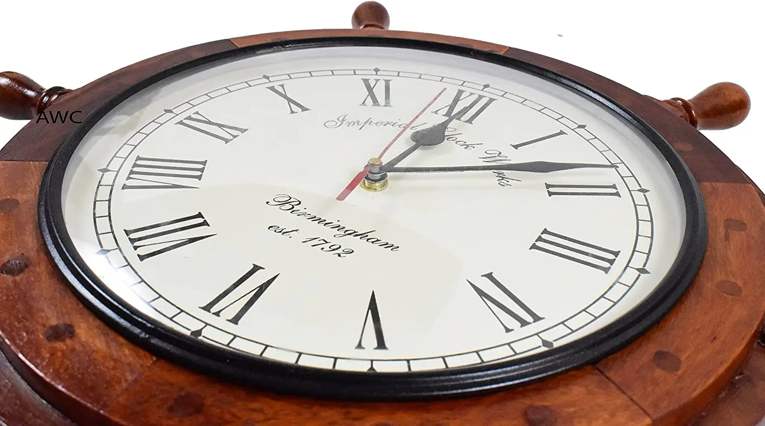 Nautical Antique Wooden Ship Wheel Clock - 12 Inch Vintage Nautical ...